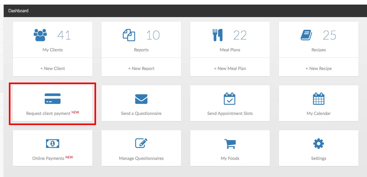 Request Online Payment from a Client in NutriAdmin